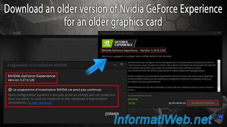 Download and install an older version of Nvidia GeForce Experience for an older graphics card ...