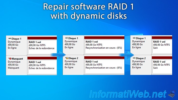 Repair software RAID 1 created with dynamic disks on Windows 7 to 11 ...