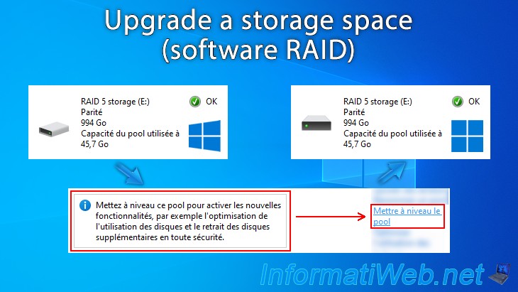 Upgrade a storage space (software RAID) on Windows 8 to 11 - Windows - Tutorials - InformatiWeb